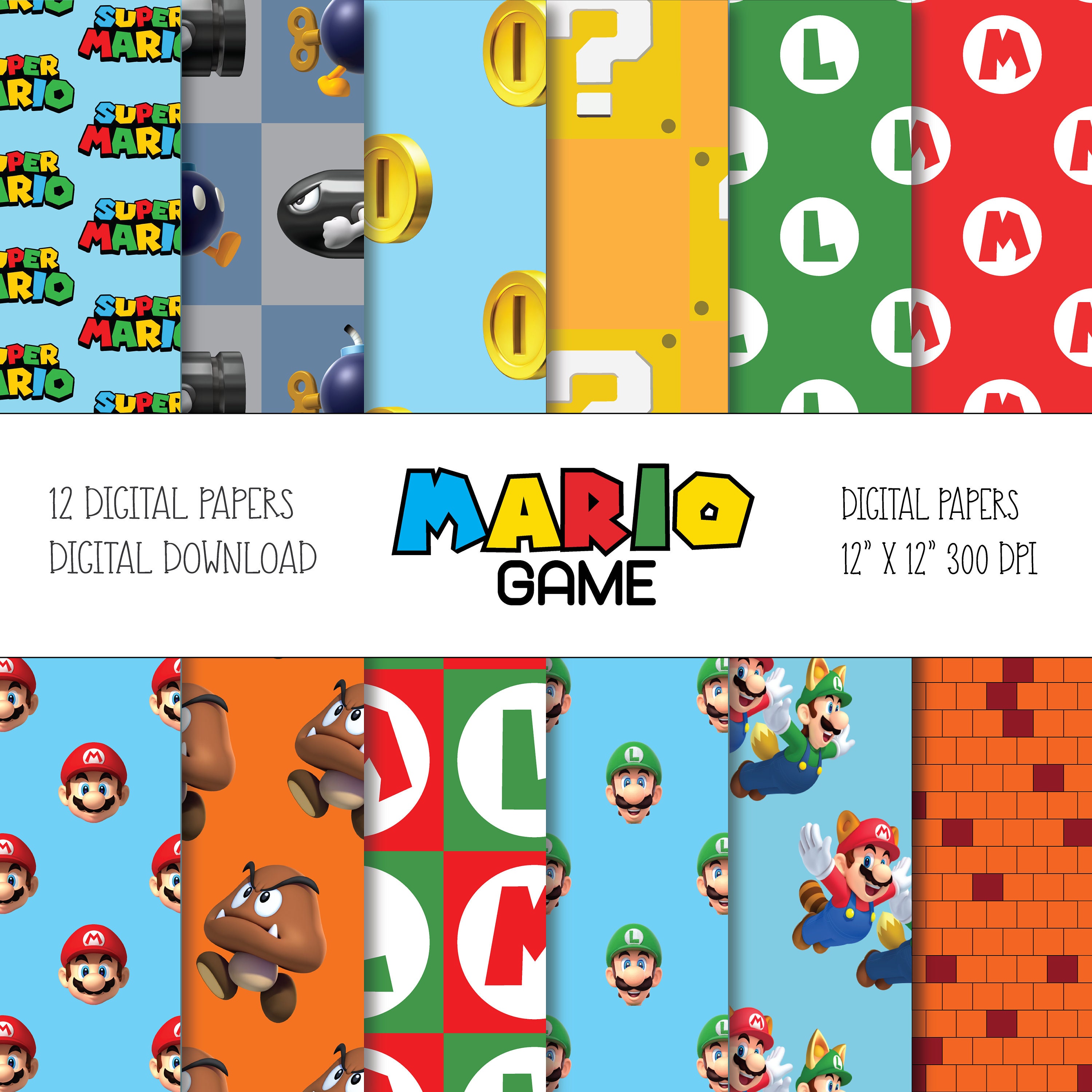Mario Game Digital Paper - Etsy