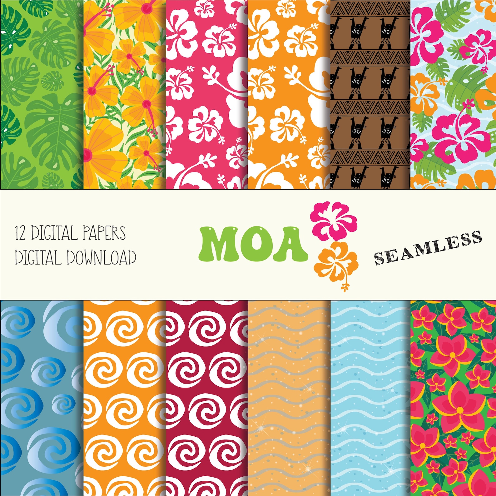 Moa Digital Papers /seamless/ 12x12in / Instant Download / PNG - Etsy