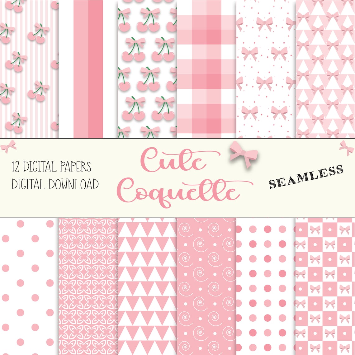 Coquette Digital Papers /seamless/ 12x12in / Instant Download / PNG - Etsy