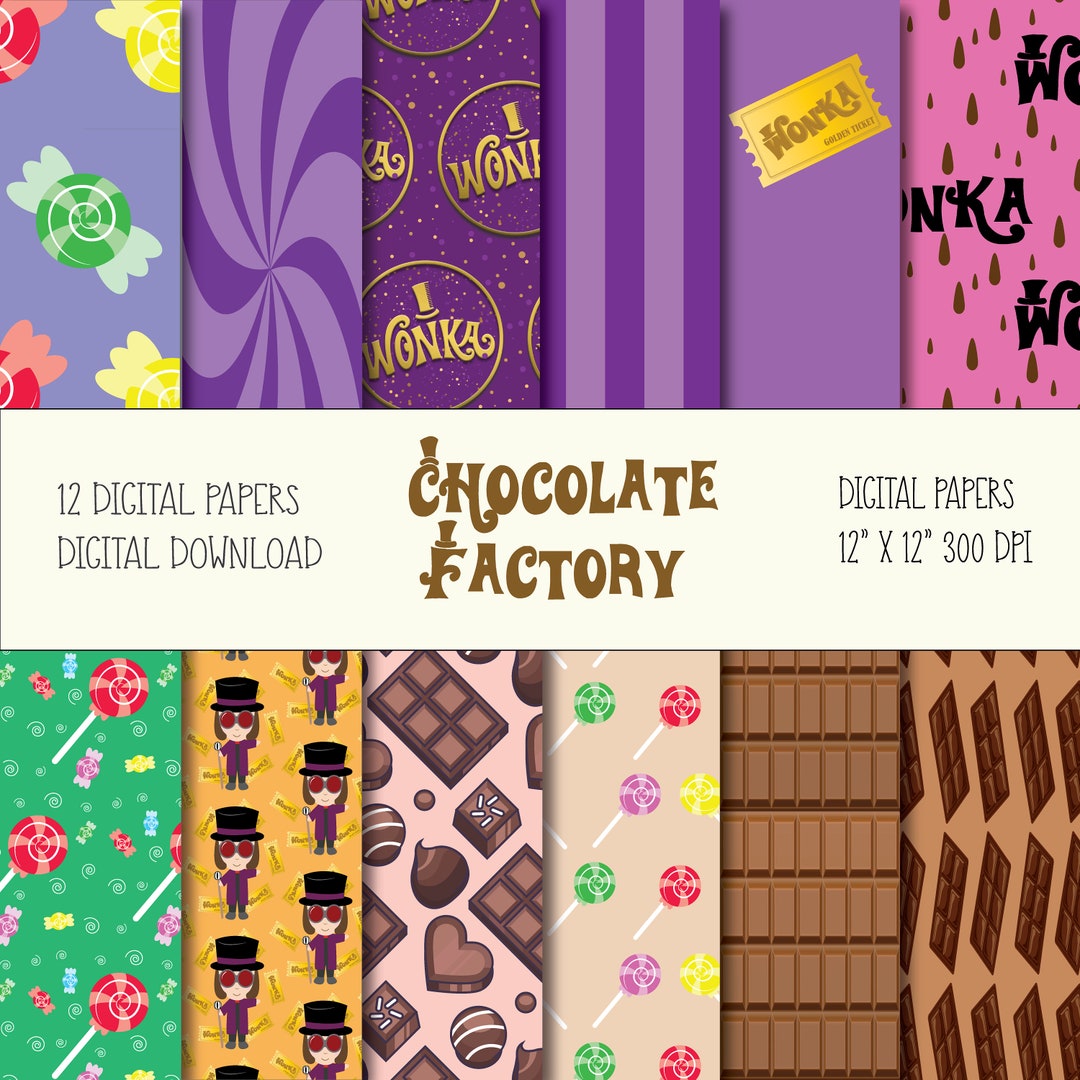 CHOCOLATE FACTORY Digital Papers, Instant Download, PNG - Etsy