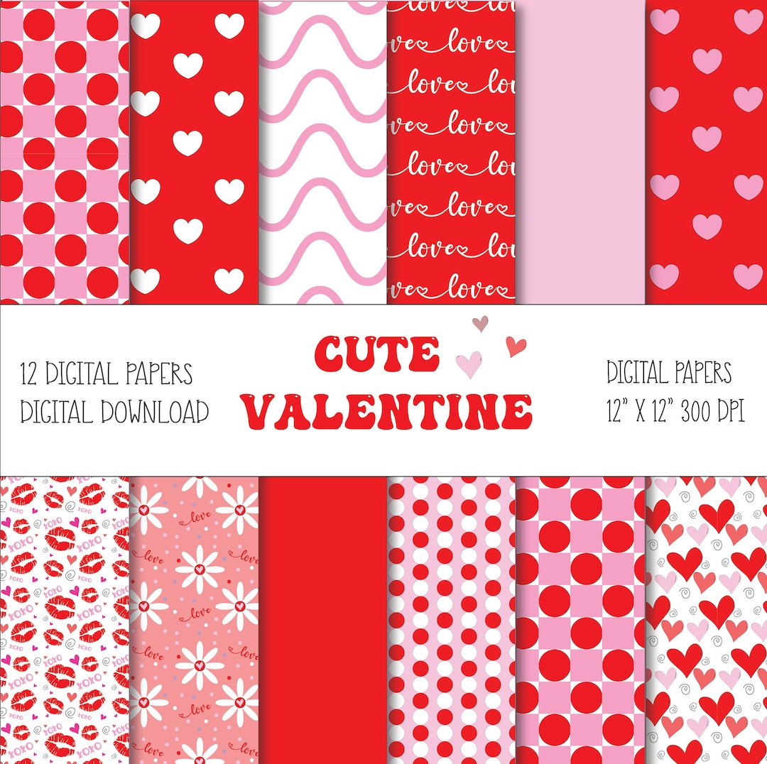 Valentines Digital Paper, Valentines Day, Instant Download - Etsy