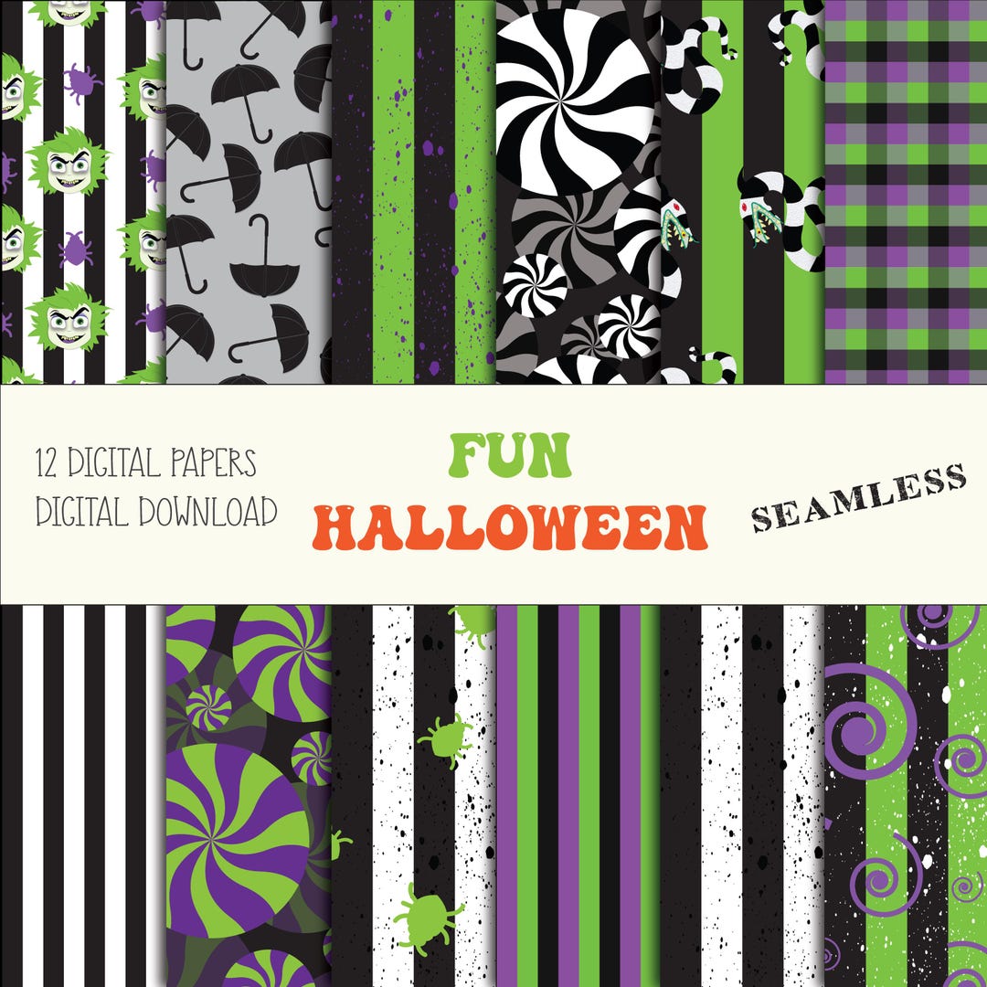 Fun Halloween Digital Papers /seamless/ 12x12in / Instant Download ...