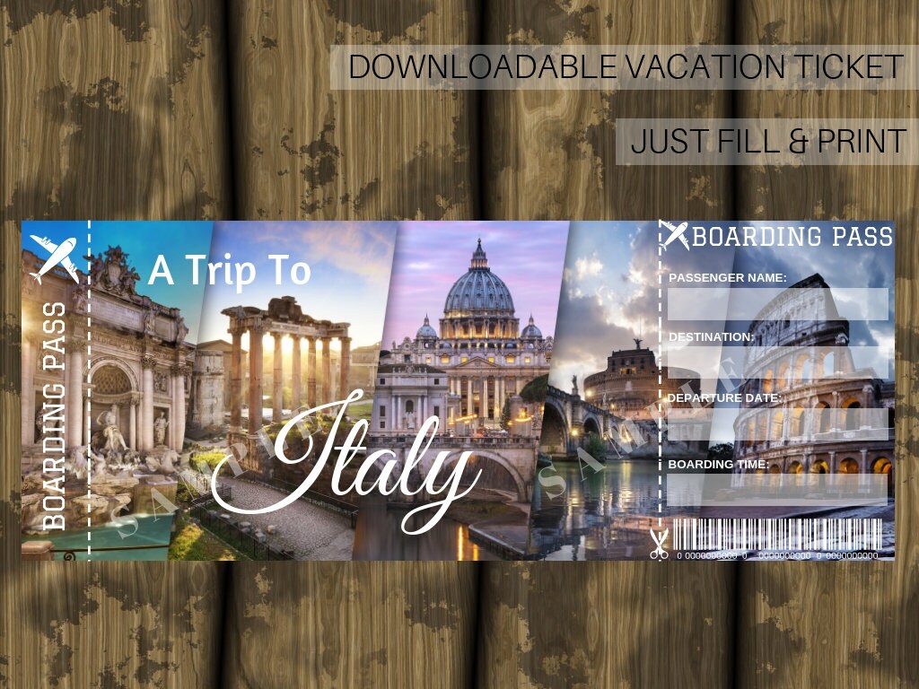 Surprise ITALY Trip Ticket - Printable Boarding Pass Instant Download ...