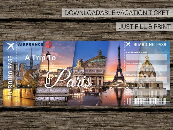 PARIS SURPRISE Trip Ticket Instant Download | Etsy