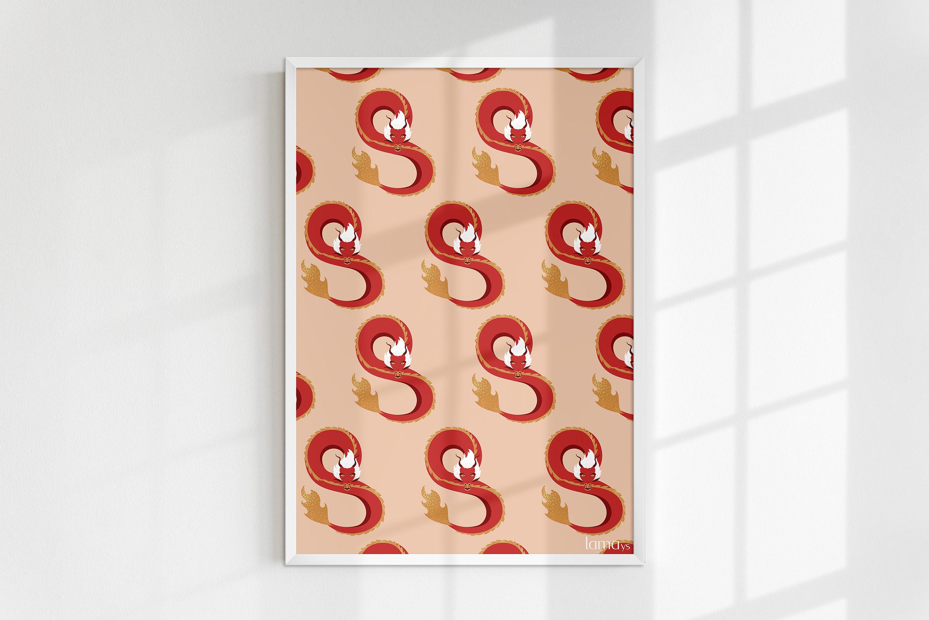 Dragon Pattern Wall Art, Modern Dragon Poster Download, Dragon Digital ...