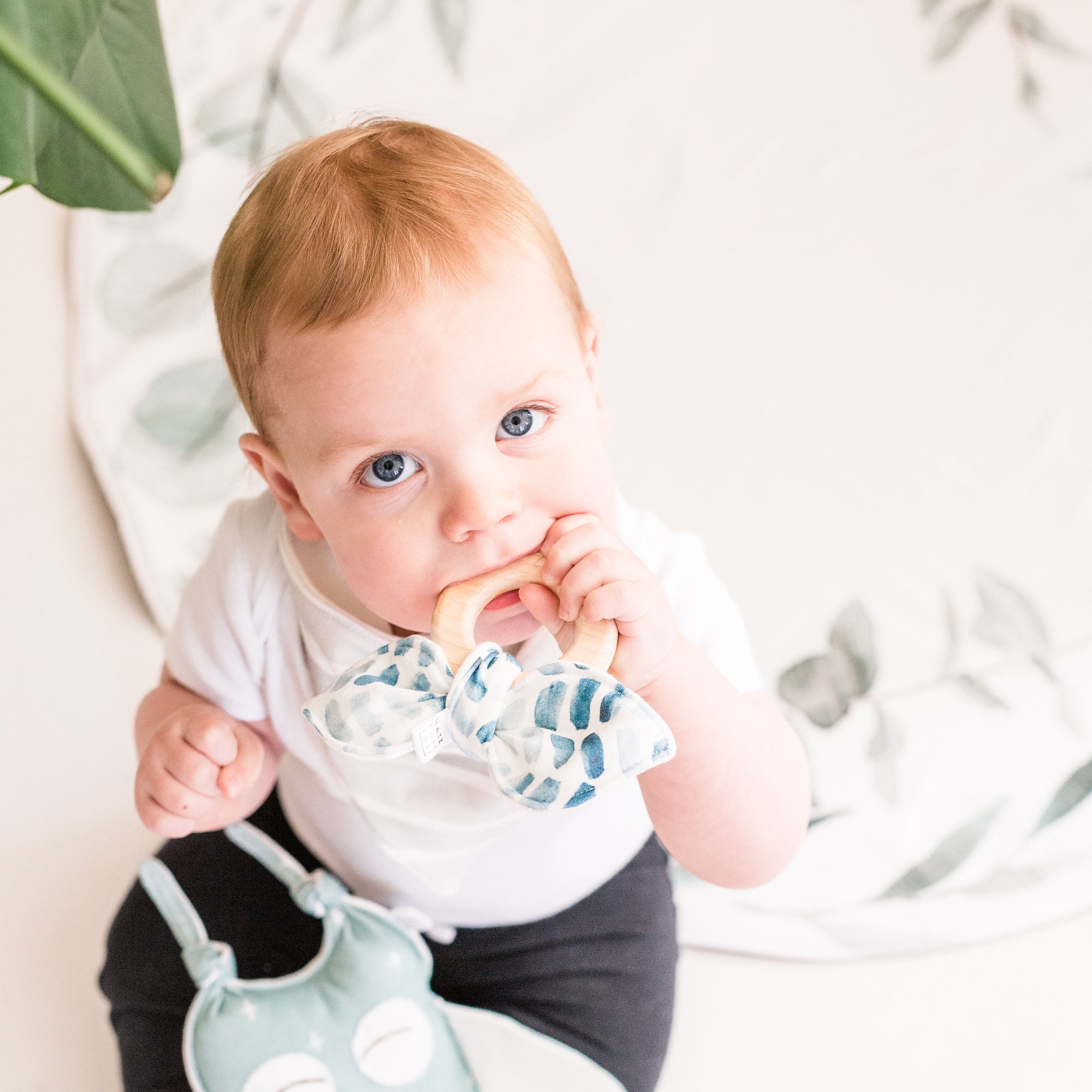 Dark Green Baby Rattle Green Organic Bamboo Teething Toy | Etsy