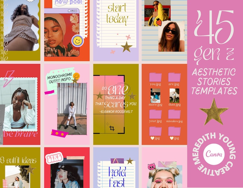Stories Templates Gen Z Y2K Aesthetic Girly Canva Templates - Etsy Canada