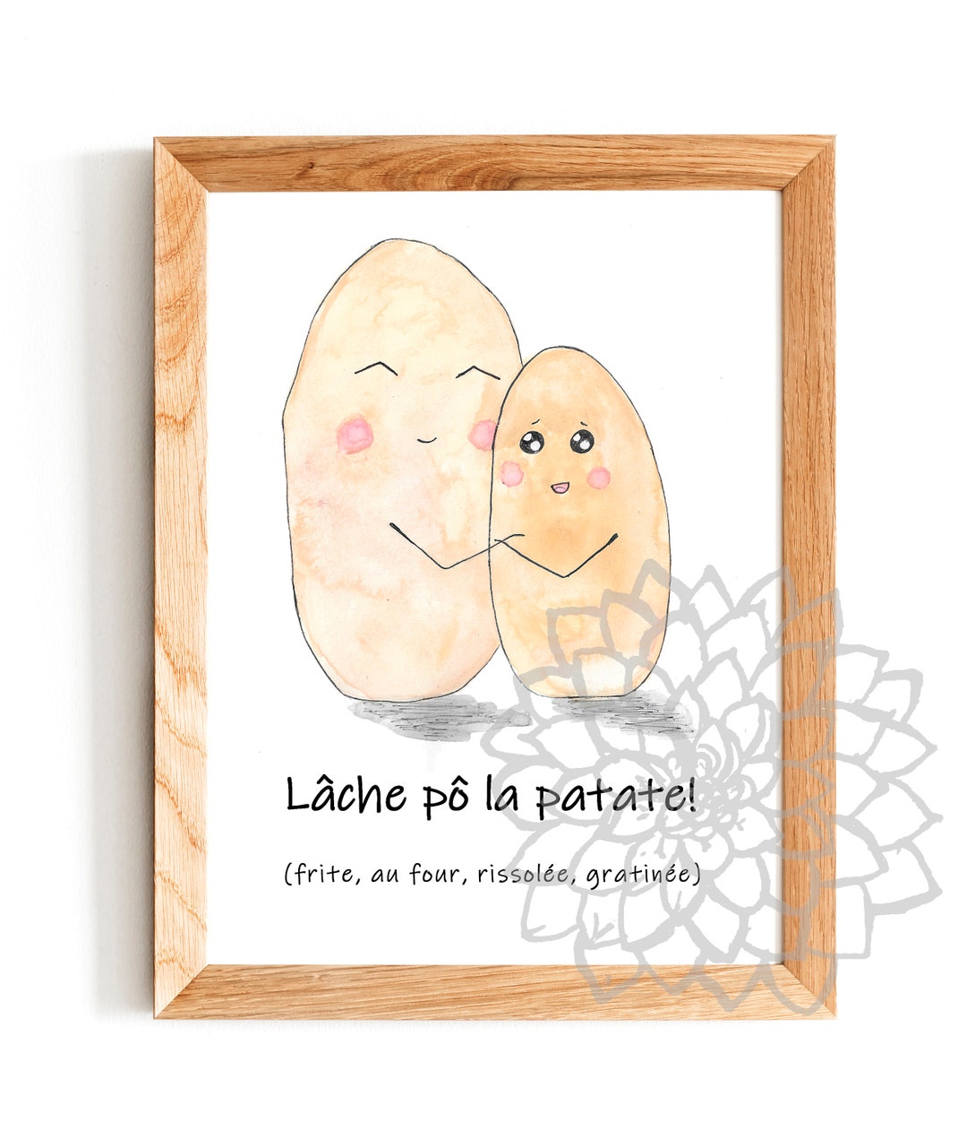 Potatoes, Motivation, Print, Gift, Wall Decor, Watercolor, Wish Card ...