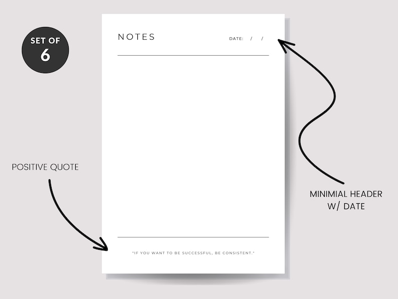 Printable Note Pages Digital Planner Paper Lined Dotted - Etsy