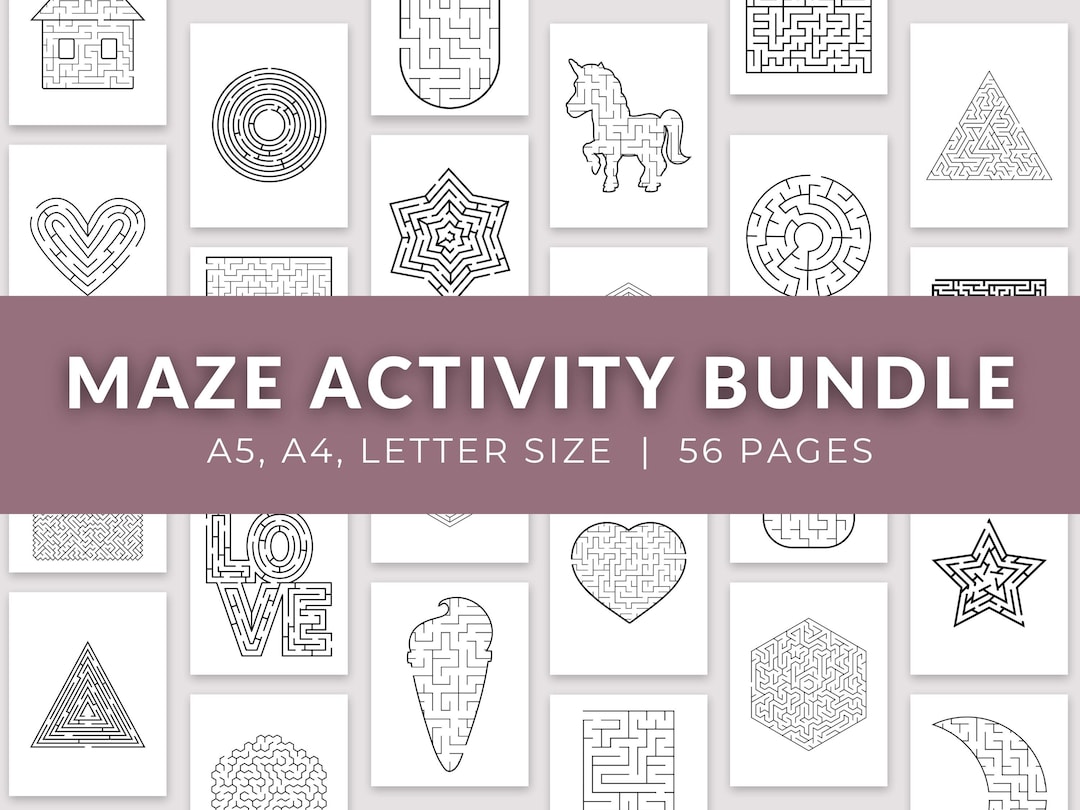 Maze Activity Bundle | Printable Activity Sheet Book | Digital Puzzle ...