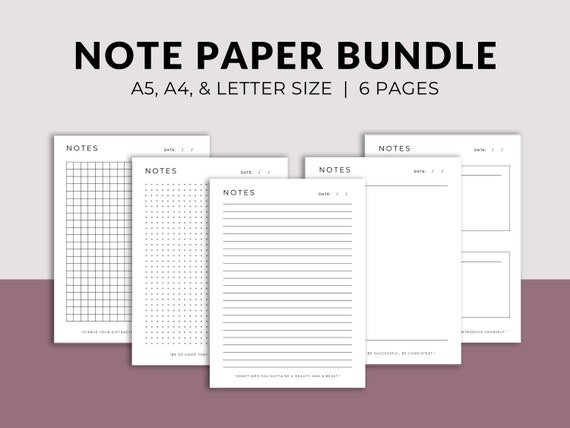 Printable Note Pages Digital Planner Paper Lined Dotted - Etsy UK