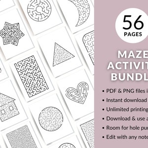 Maze Activity Bundle | Printable Activity Sheet Book | Digital Puzzle ...