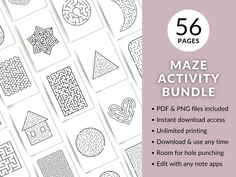 Maze Activity Bundle | Printable Activity Sheet Book | Digital Puzzle ...