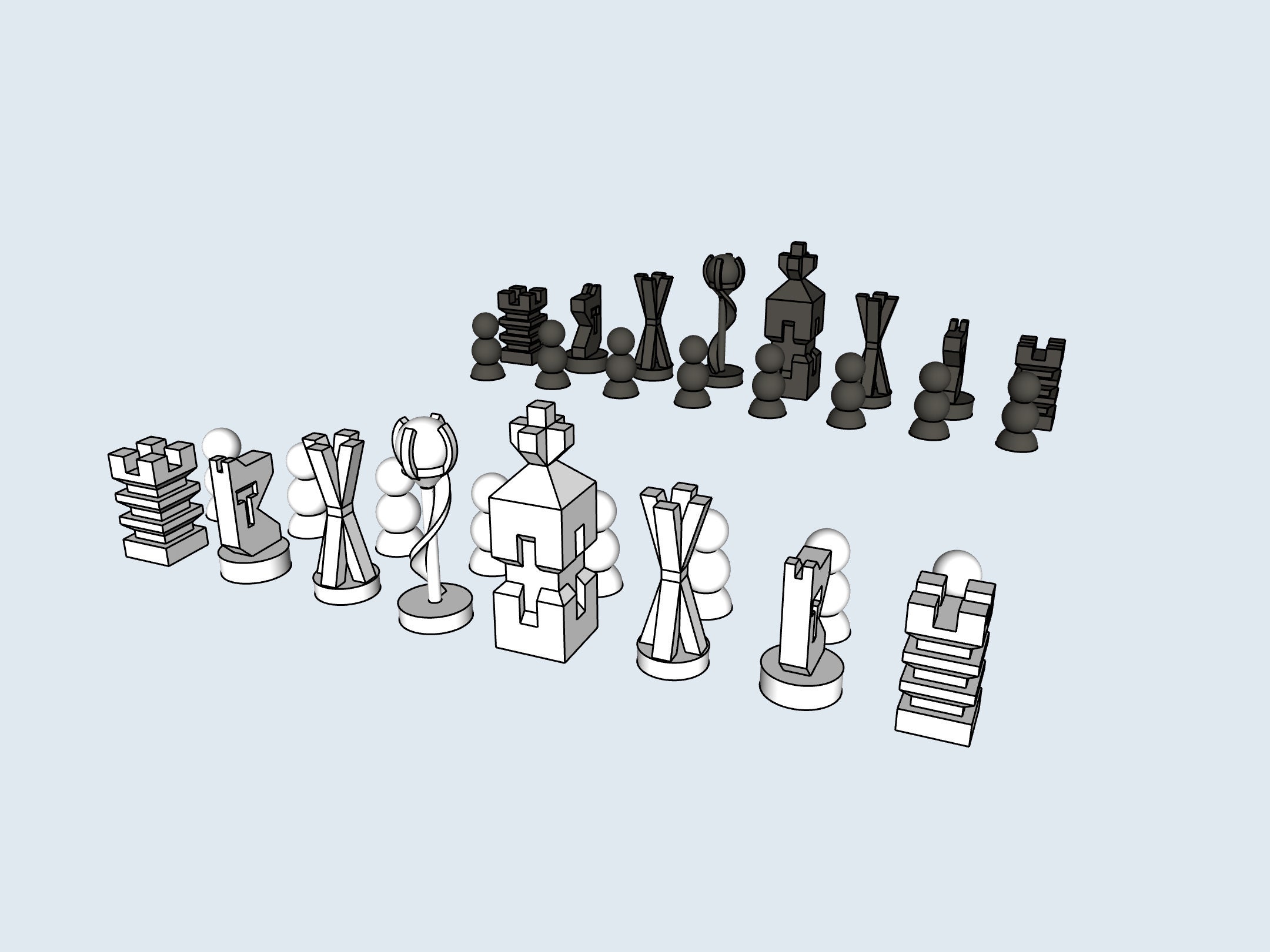 3D Printed Chess Set STL Files - Etsy