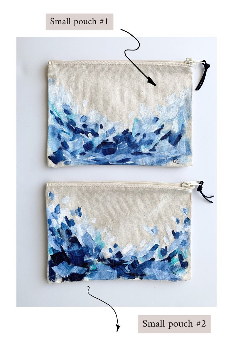 Hand Painted Canvas Zipper Pouch. Contemporary Tote Pouch, Abstract Art ...