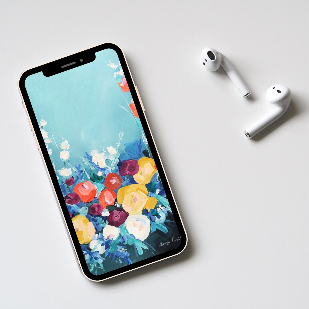 IPhone Background, INSTANT DOWNLOAD, Colorful Flower Artwork for Phone ...