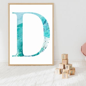 Letter D Poster Print, Modern Initial D, Alphabet Letter, Nursery Print ...