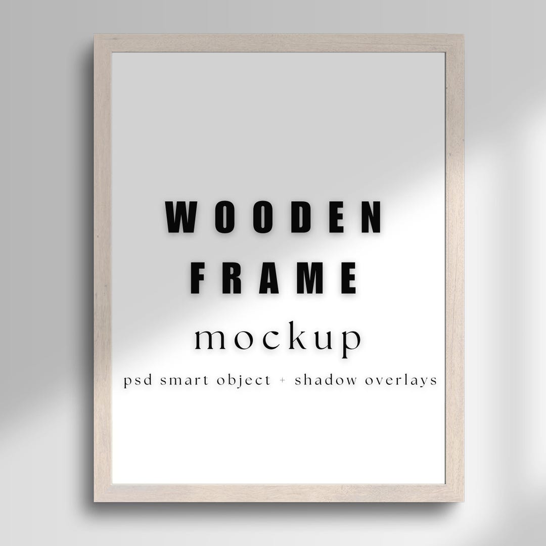 Vertical Wooden Art Frame Mockup, Shadow Overlays, Photoshop Mock Up, Smart Object, Minimalist ...