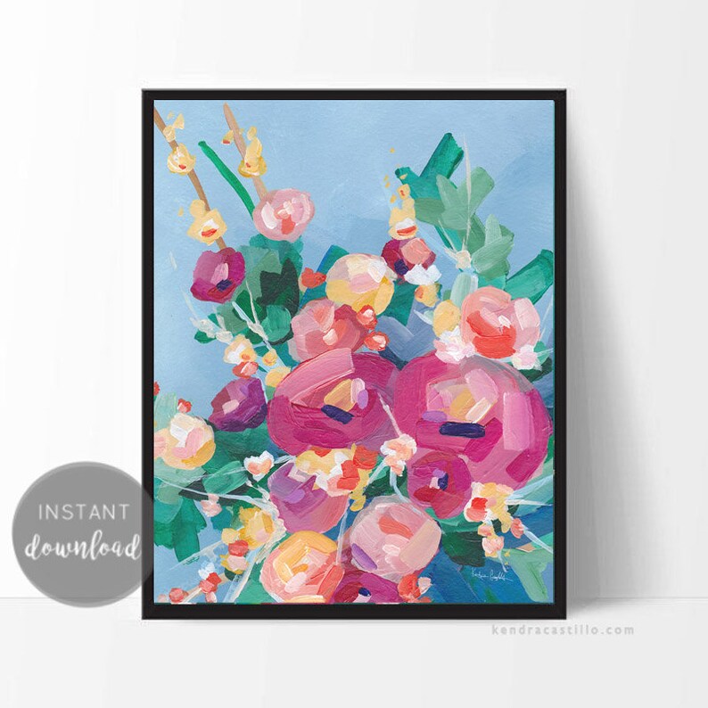Printable Abstract Flower Print Multicolored Art Colorful - Etsy