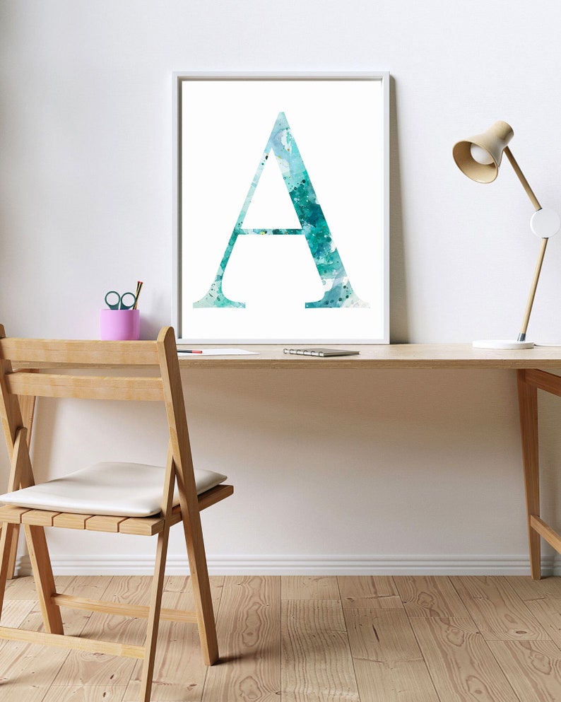 Personalized Initial Wall Art, LETTER A Name Print, Modern Uppercase ...