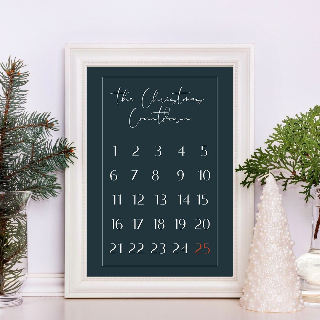 Christmas Countdown Print, Holiday Artwork, Cute Christmas Decor ...