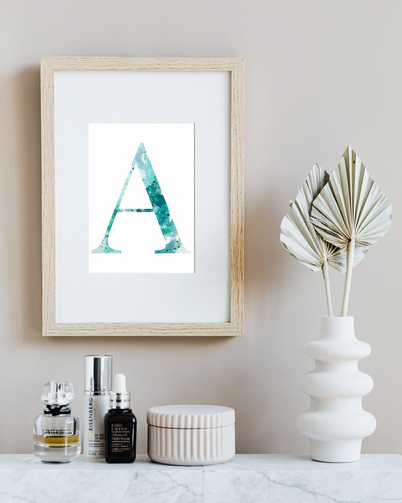 Personalized Initial Wall Art, LETTER A Name Print, Modern Uppercase ...