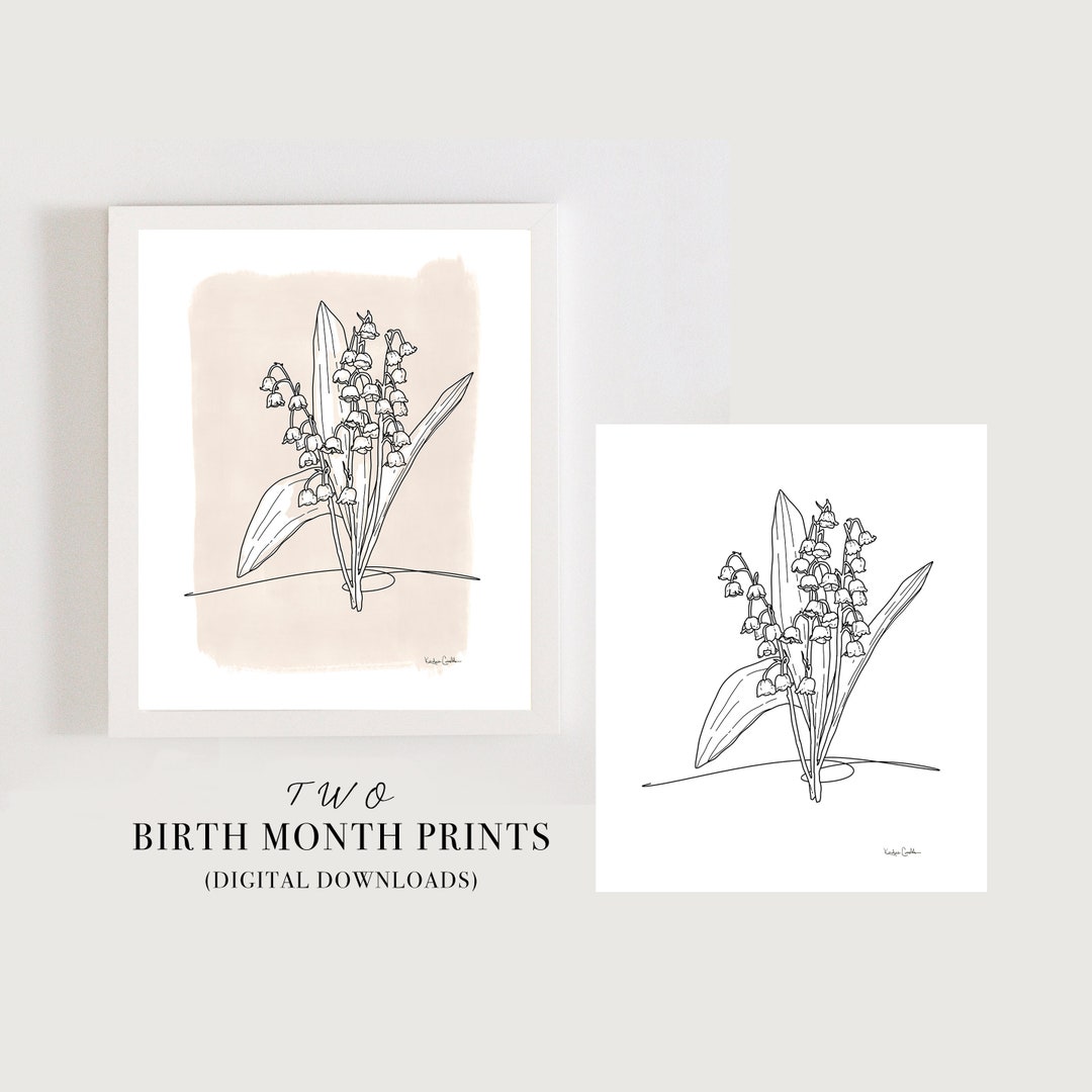 May Birth Flower, Line Art, Floral Illustration, Kids Room Art, Birth ...