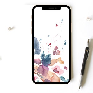 IPhone Lock Screen, INSTANT DOWNLOAD, Watercolor Phone Background ...
