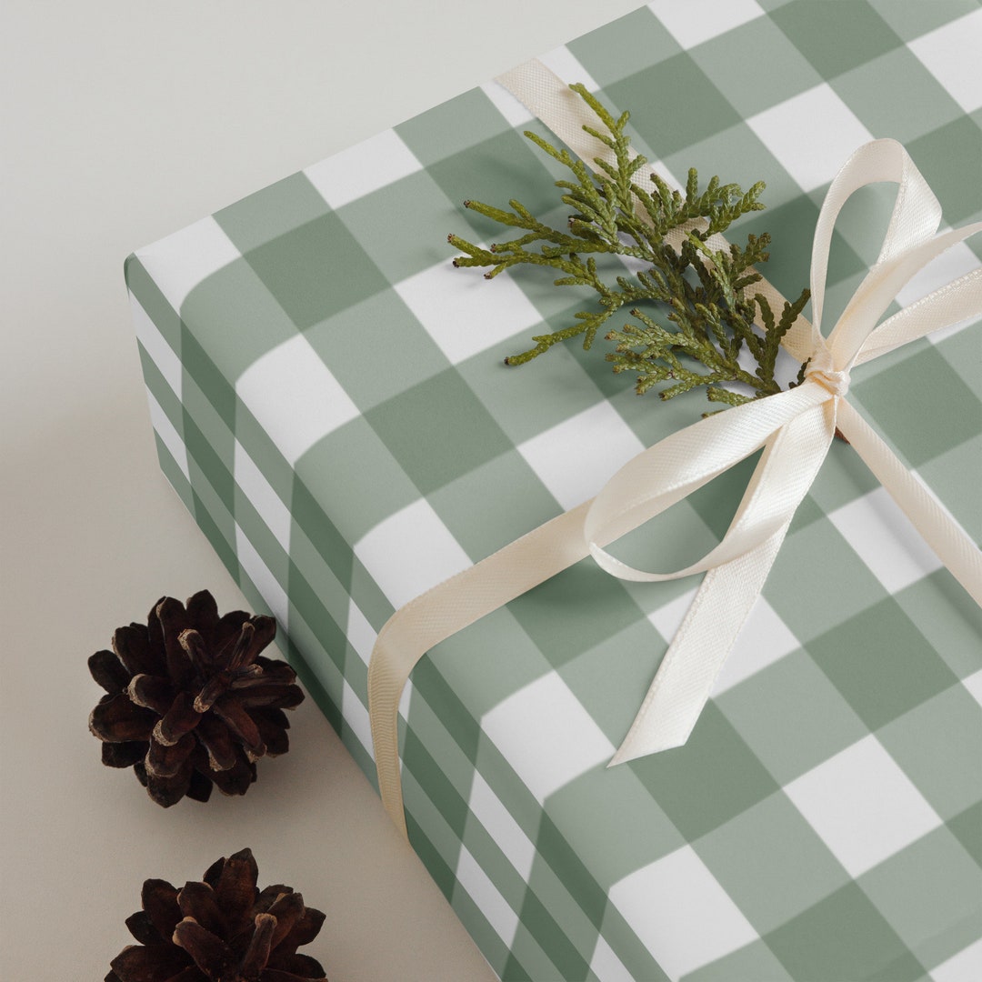 Green Plaid Wrapping Paper, Christmas Gift Wrap, Holiday Gift Wrap ...