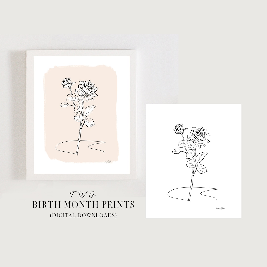 June Birth Flower, Line Art, Floral Illustration, Personalized Birthday ...