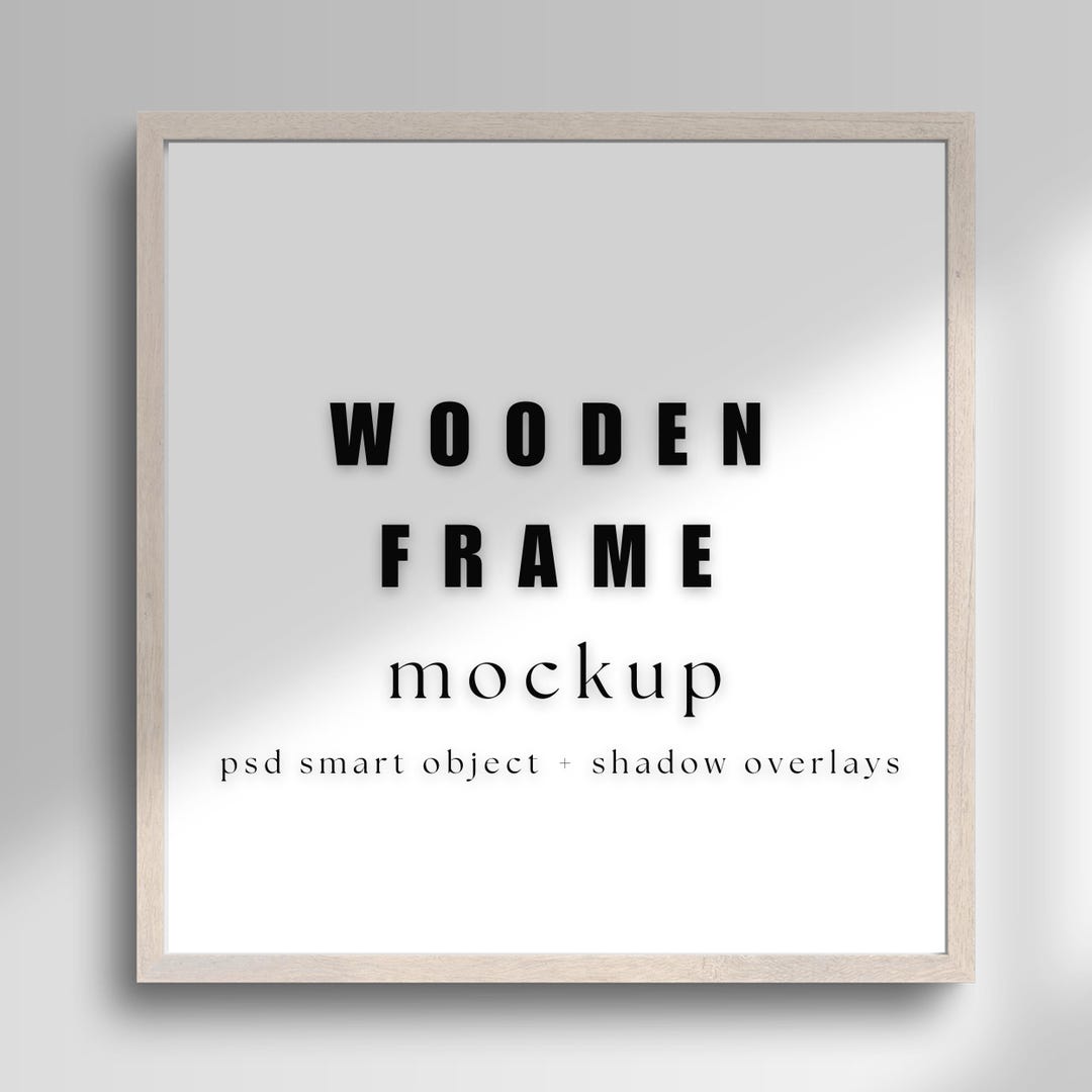 Square Wooden Art Frame Mockup, Shadow Overlay, PSD Mock Up, Minimalist ...
