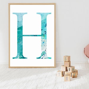 Letter "h" Digital Typography Print, Modern Letter, Watercolor, Simple ...