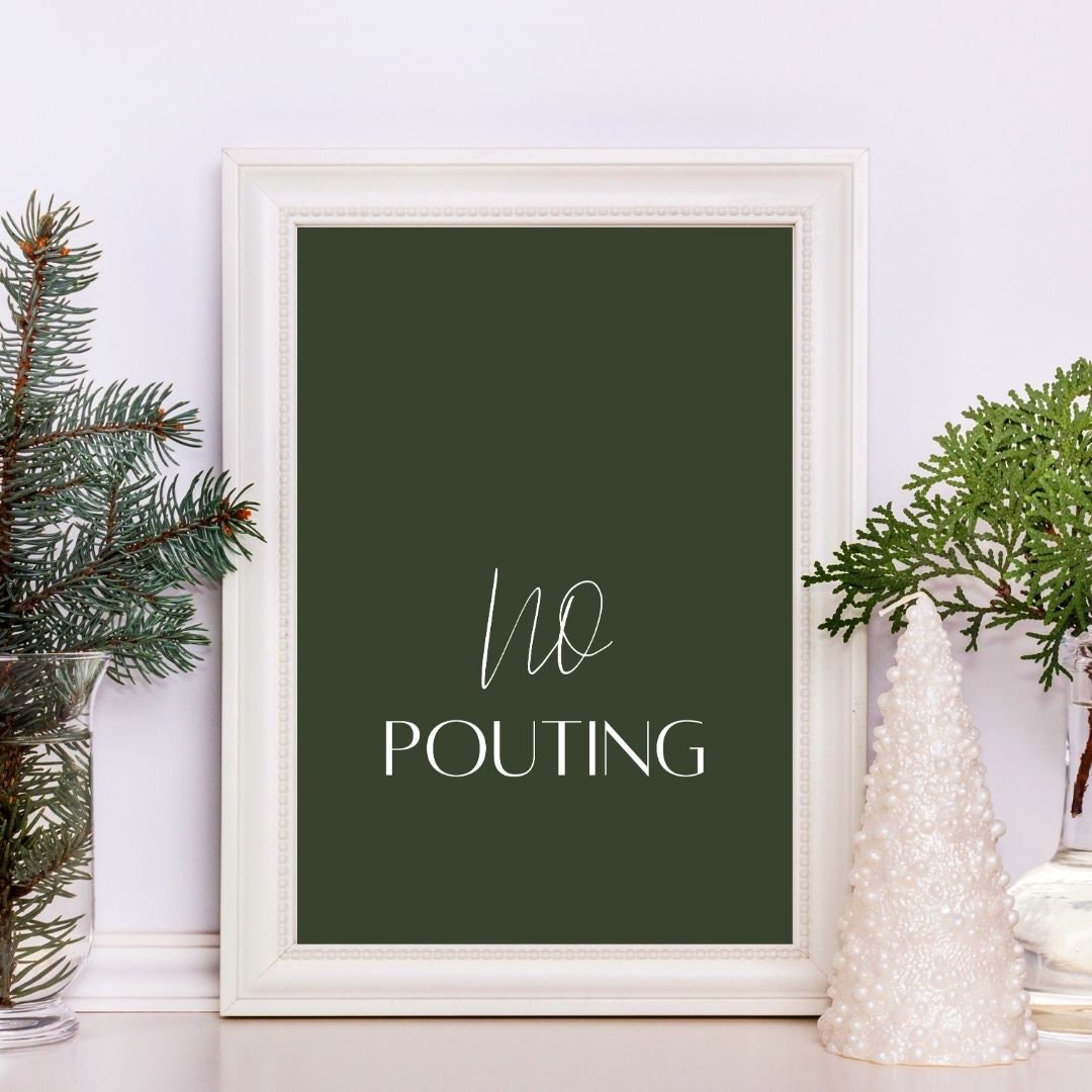 No Pouting, Modern Holiday, Cute Christmas Print, Vertical, Digital ...