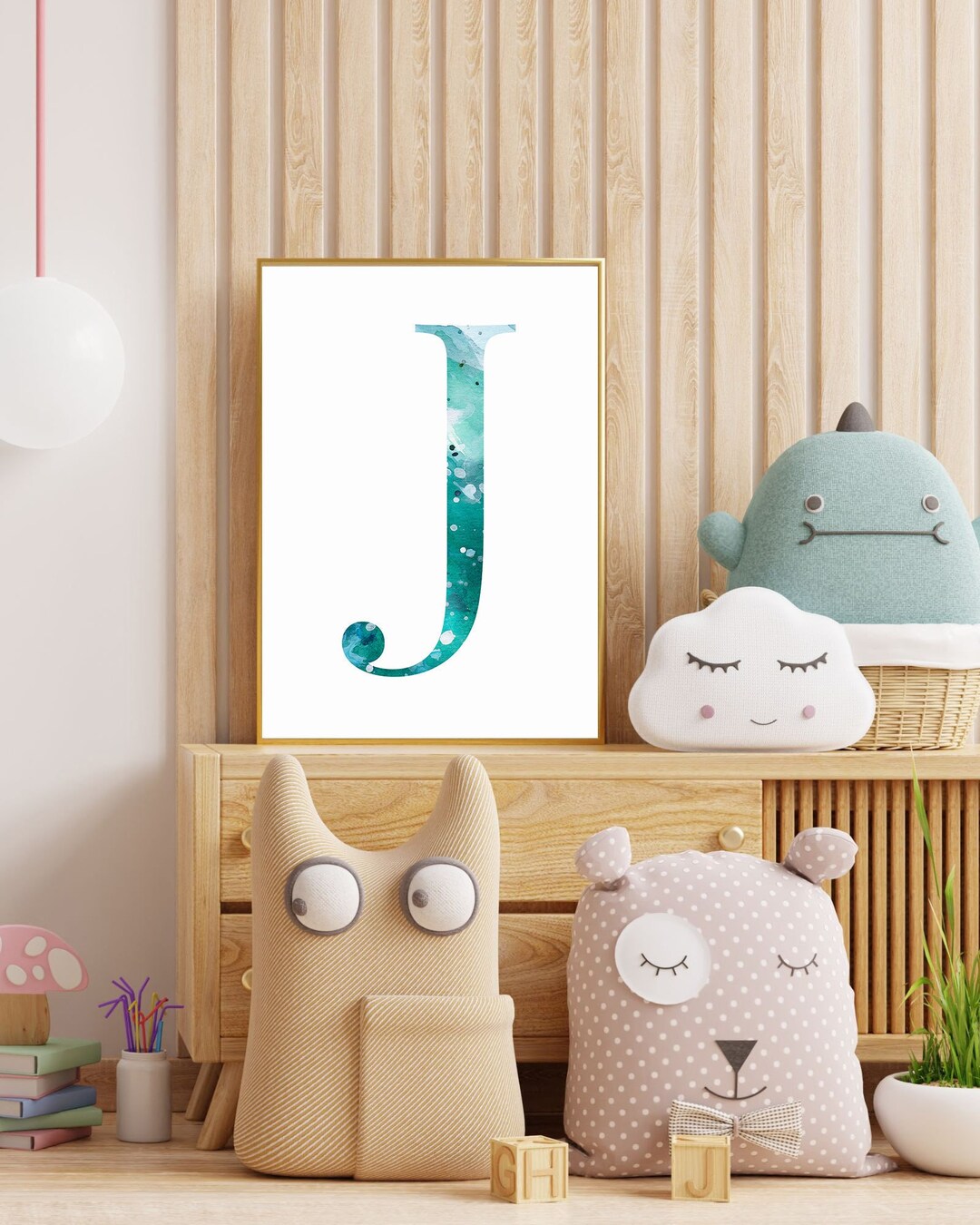 Letter "j" Digital Art Print, Modern Letters, Home Decor Teal "j" Art ...