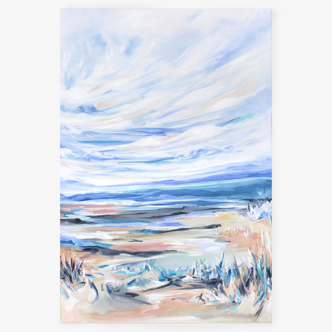 Original Canvas Painting, Acrylic Painting, Abstract Landscape, Beach ...