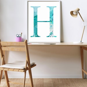 Letter "h" Digital Typography Print, Modern Letter, Watercolor, Simple ...