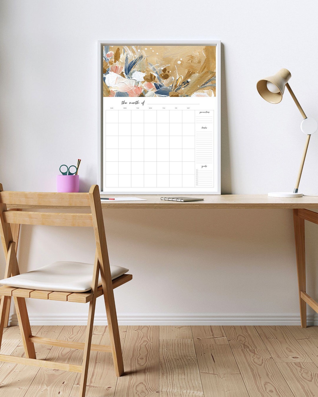 Monthly Wall Calendar, Neutral Wall Art, Office Calendar, Original ...