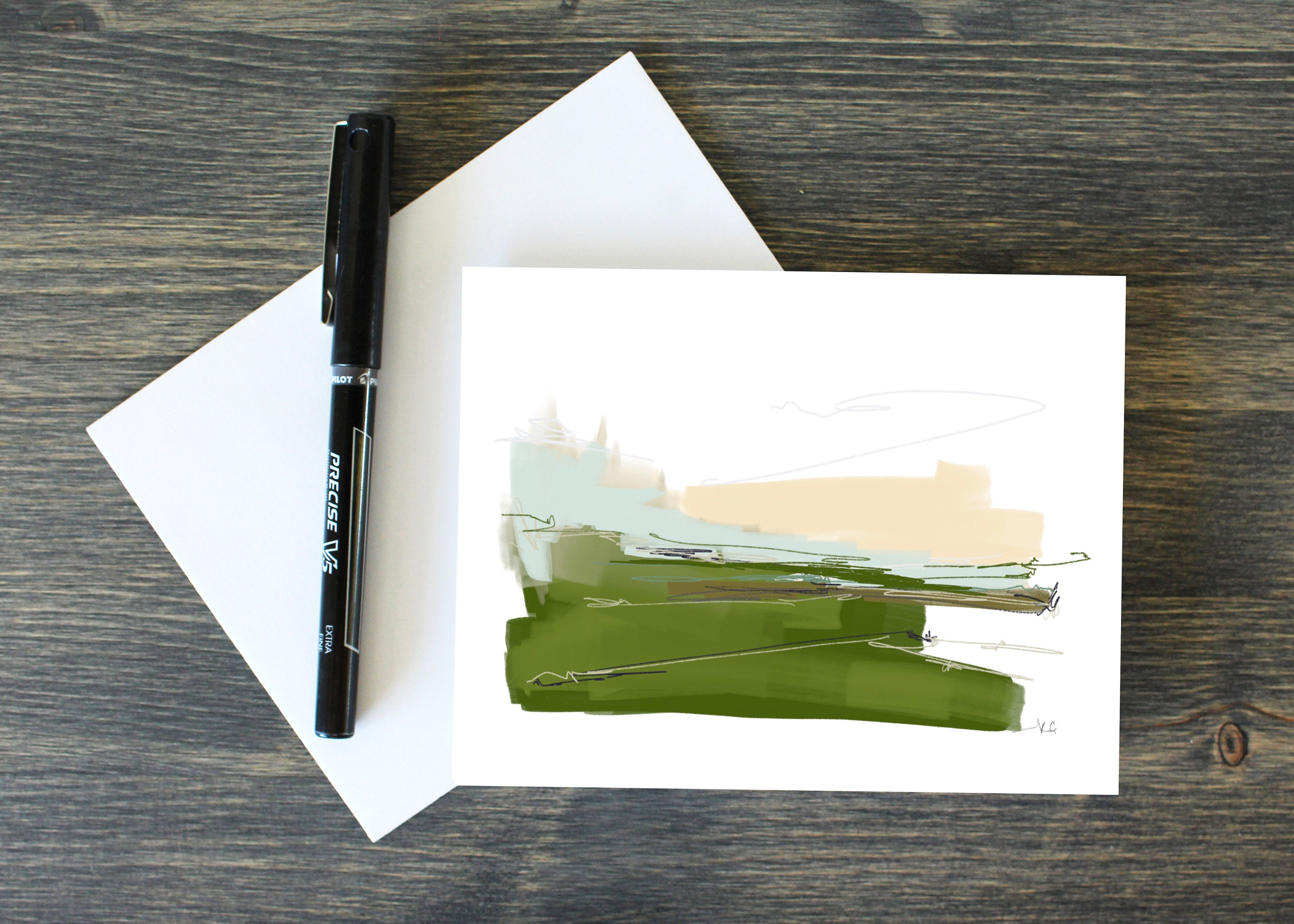 Printable Blank Card, Abstract Painting, Abstract Landscape, Unique ...