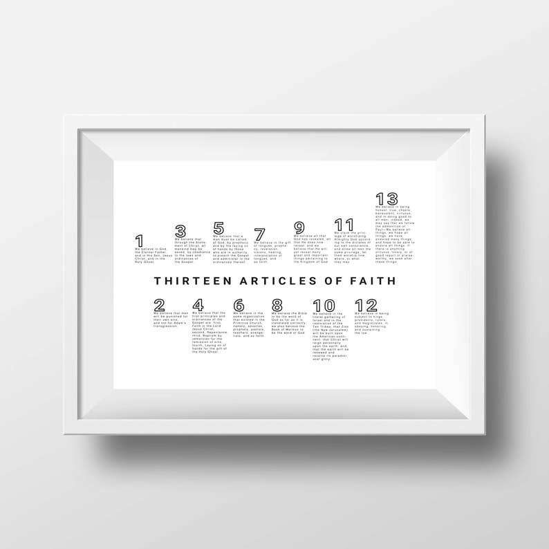 11 X 8.5 Thirteen Articles of Faith - Etsy