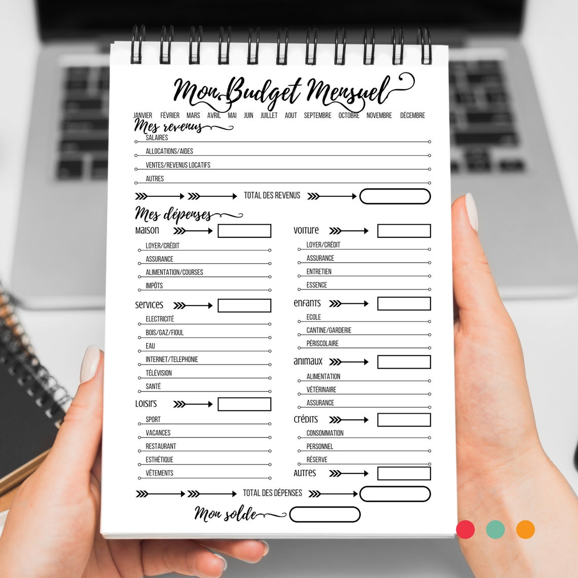 Budget mensuel à imprimer au format A4 et A5 - Etsy France