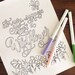 Set of 3 Handlettering Coloring Pages With Flowers, PRINTABLE Adult ...