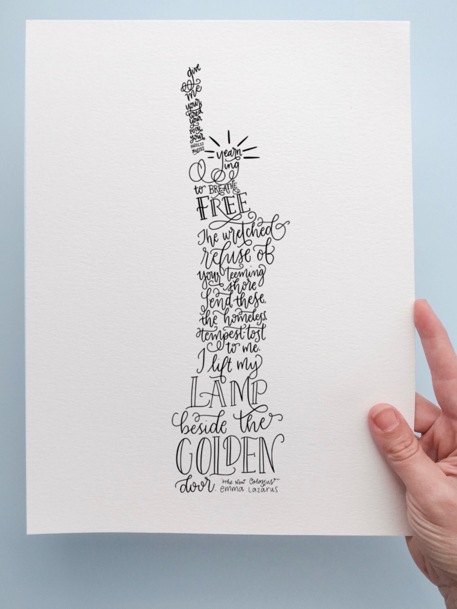 Statue of Liberty Calligraphy Printable "the New Colossus" - Etsy
