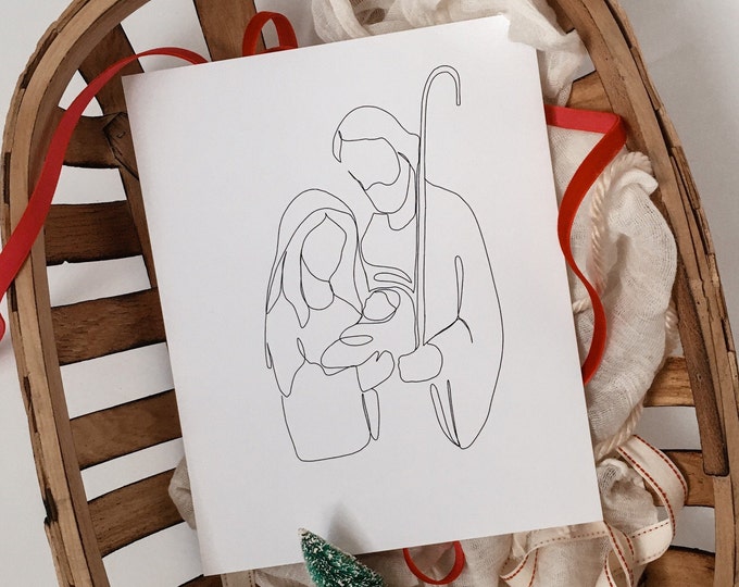DIGITAL Nativity Line Drawing Minimal Christmas Wall Art - Etsy