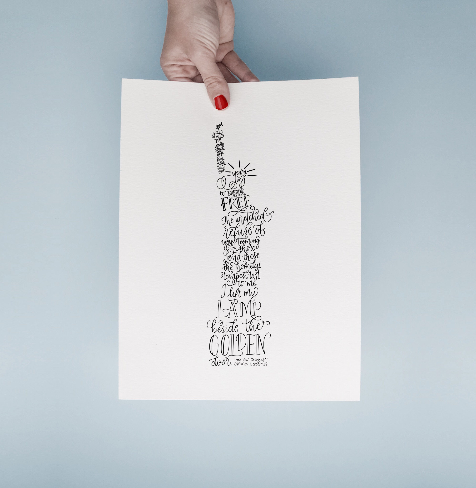 Statue of Liberty Calligraphy Printable "the New Colossus" - Etsy