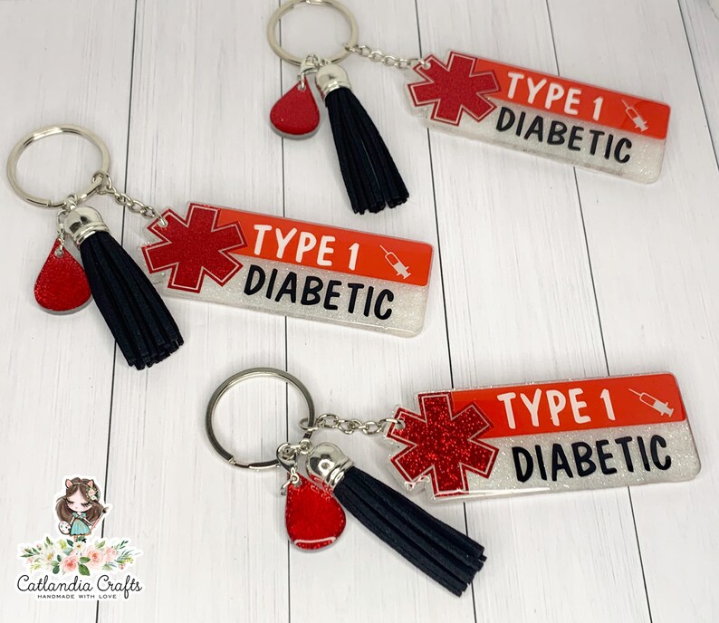 Diabetic T-1D Medical Alert Keychain Type 1 Diabetes - Etsy