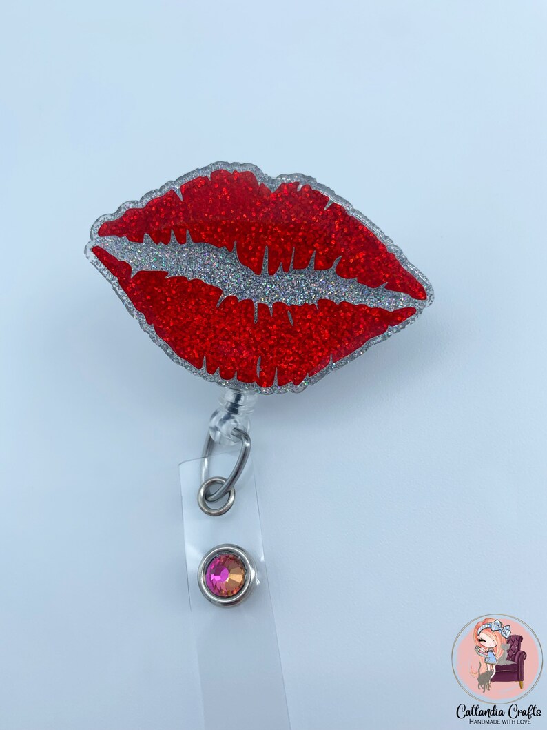 Kiss Lips Badge Reel Cute ID Holder Nametag Medical Badge - Etsy