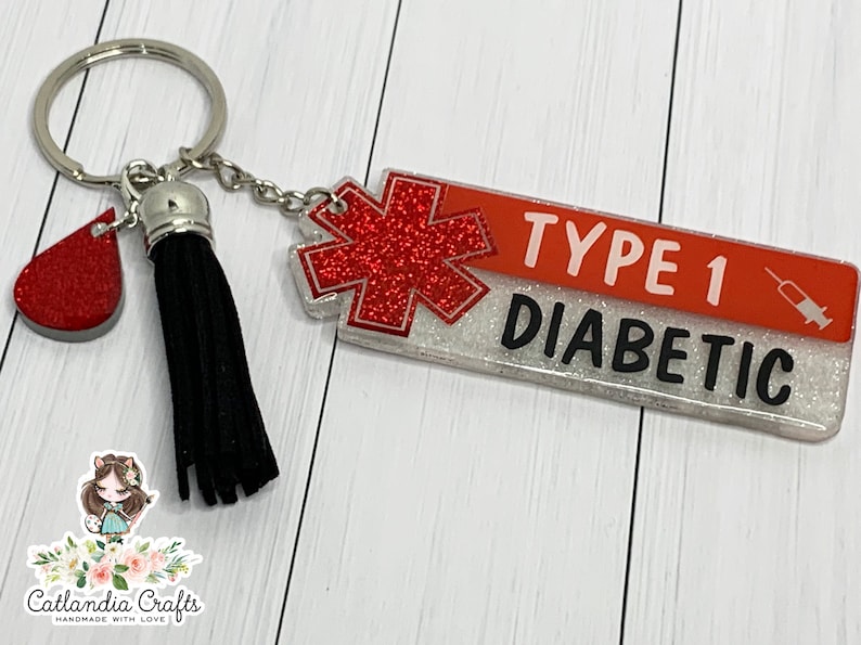 Diabetic T-1D Medical Alert Keychain Type 1 Diabetes - Etsy