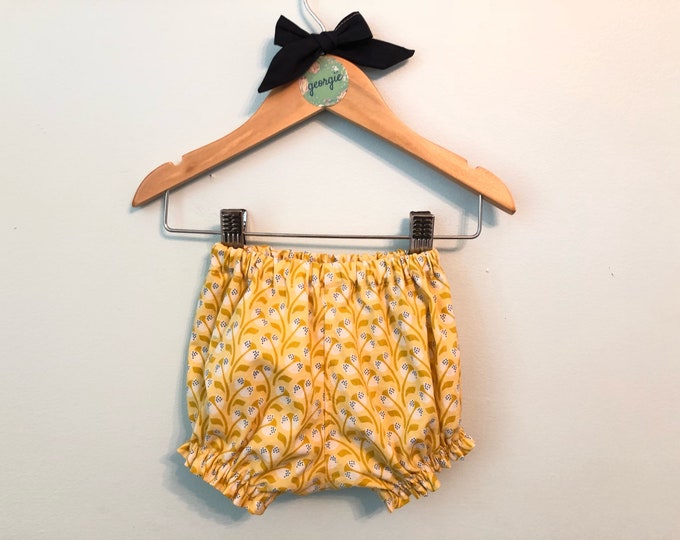Organic Floral Bloomers // Handmade Baby Bloomer // Yellow Bloomers ...
