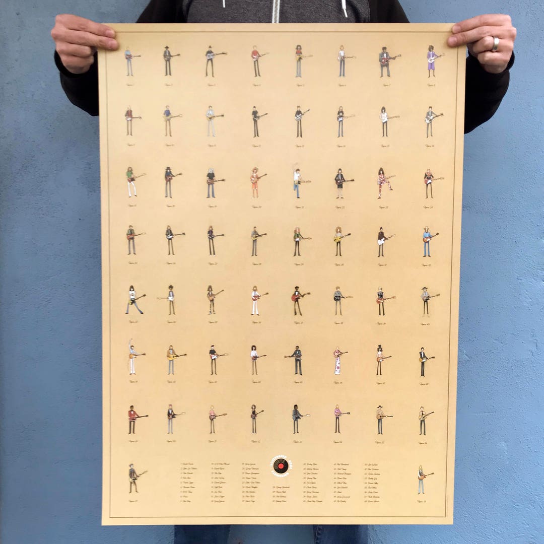 Illustrated Rock Guitarists Poster - Etsy