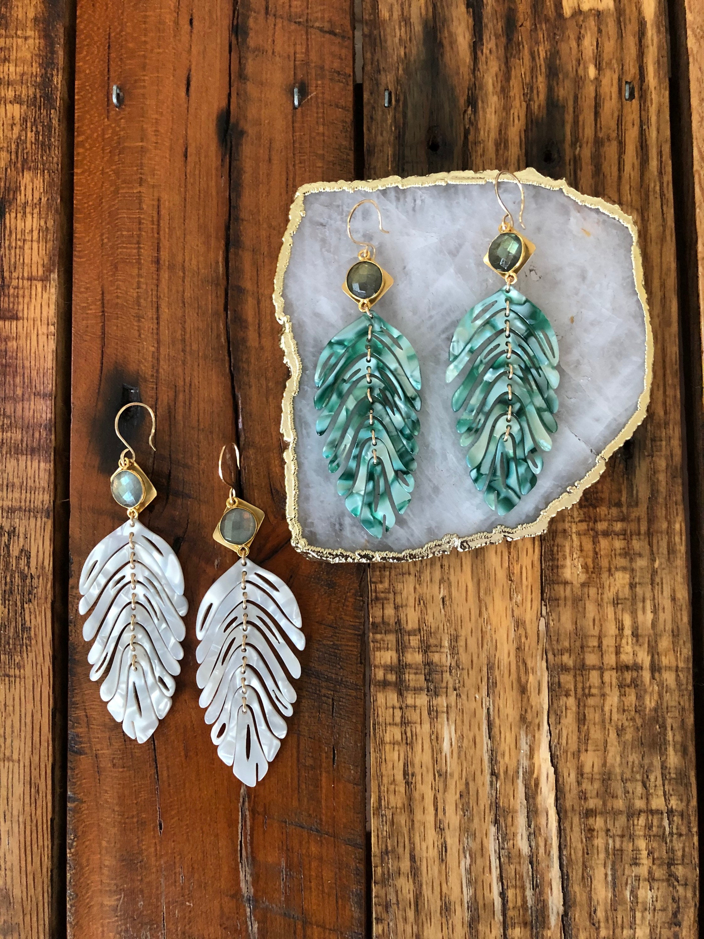 Stunning Light as a Feather Acetate Dangles With Sparkling Labradorite ...